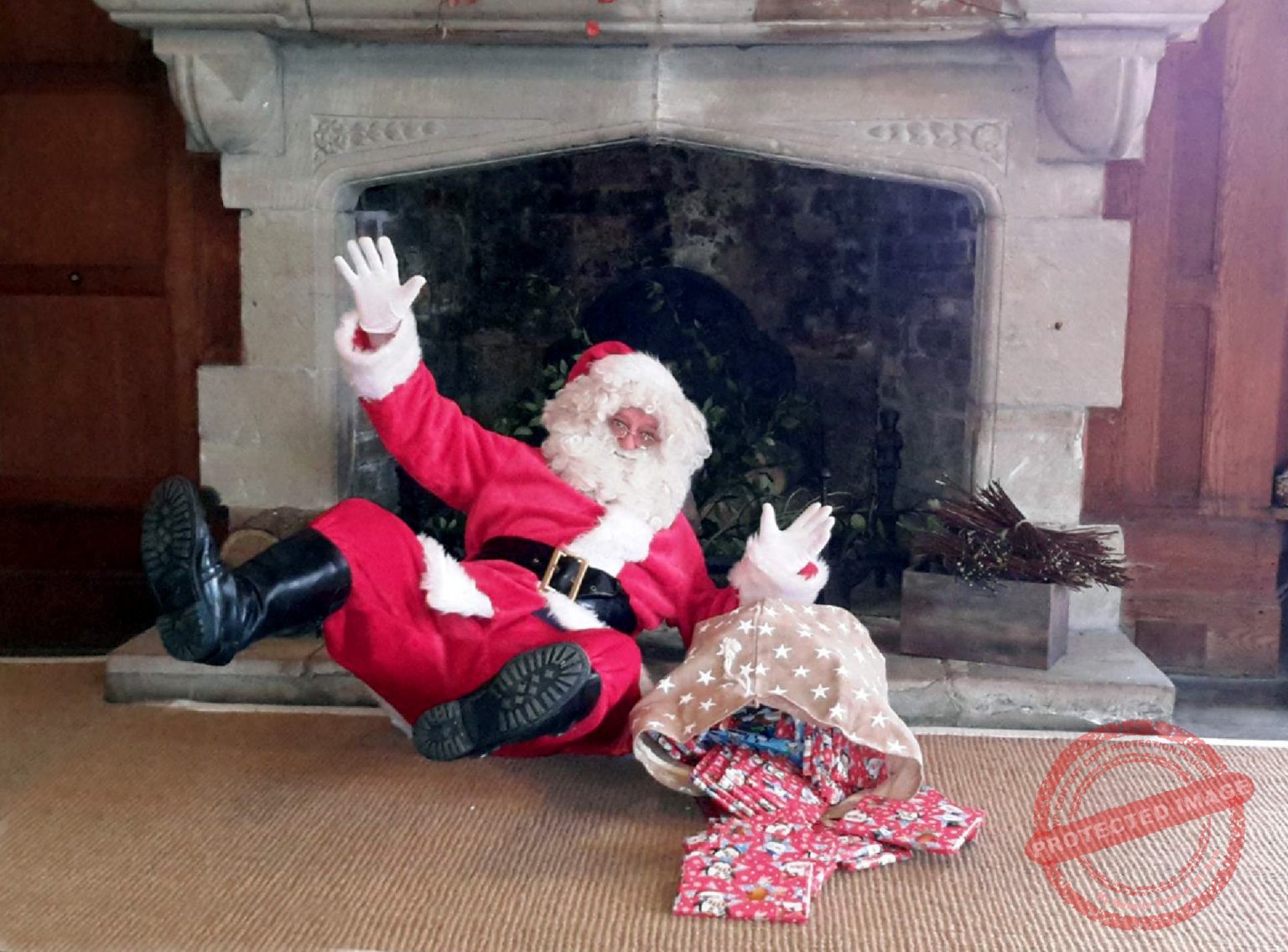 Santa Claus Father Christmas Comes Down The Chimney First & Foremost ...